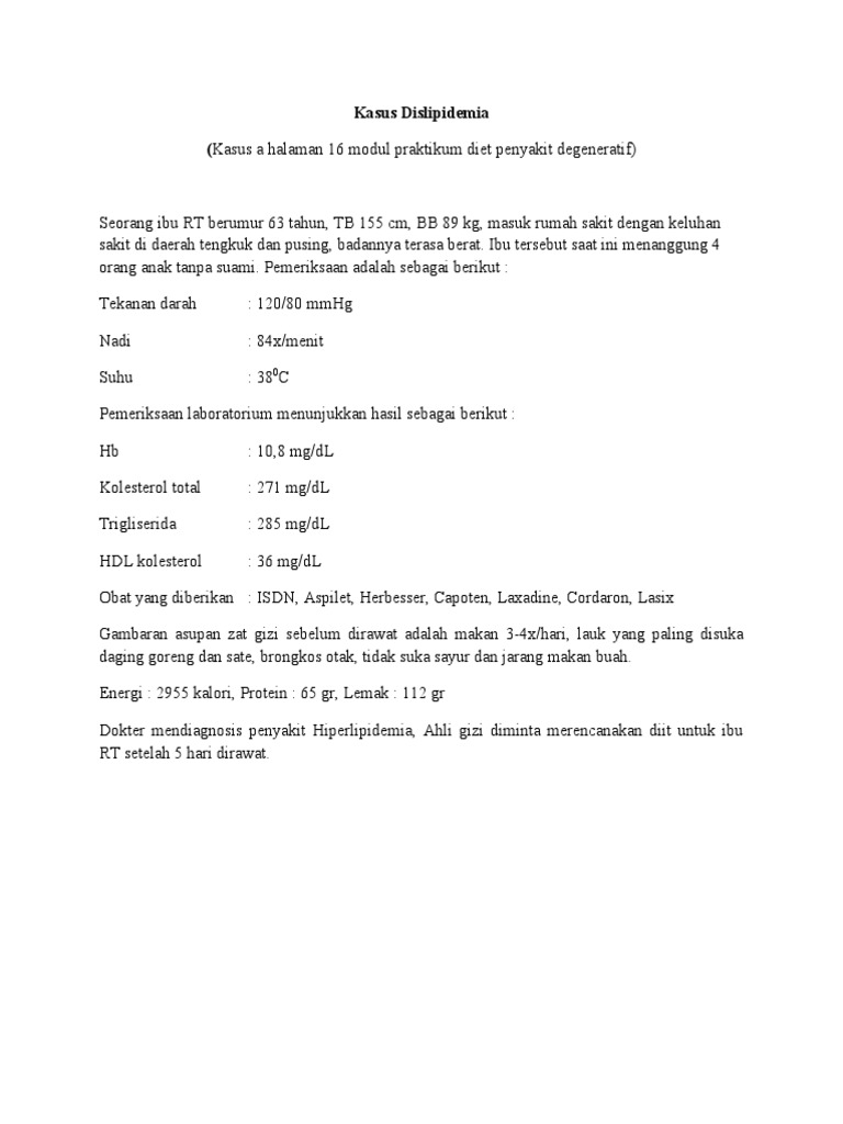 Contoh NCP Kasus Dislipidemia | PDF
