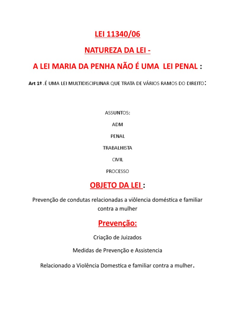 Lei Maria da Penha: Prevenção e Proteção | PDF | Violência doméstica ...