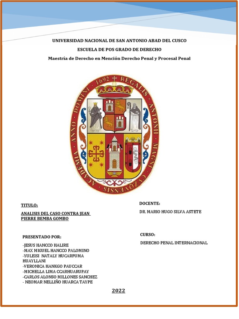 Grupo 4. Caso Bemba | PDF | Corte Criminal Internacional | Derecho penal