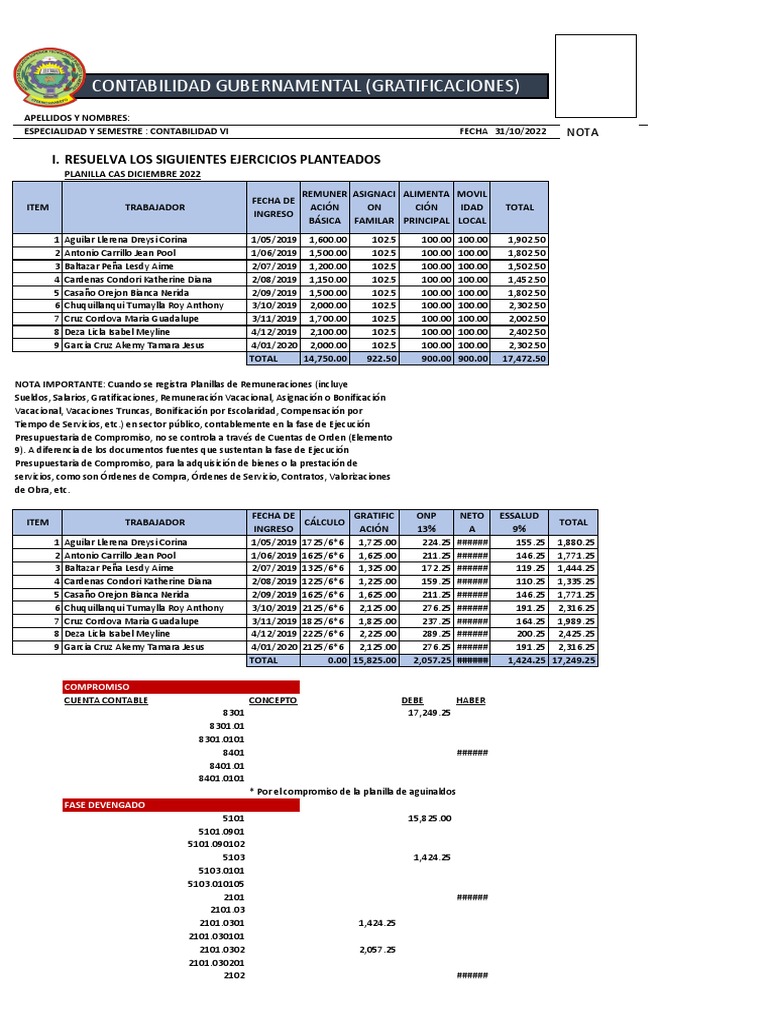 Contabilidad Gubernamental - Planilla de Remuneraciones y ...