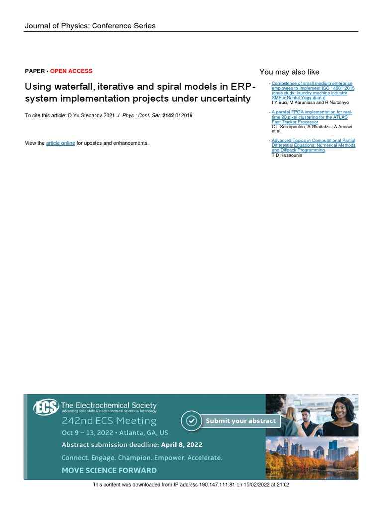 Using Waterfall Iterative and Spiral Models in ERPsystem Implementation Projects Under ...