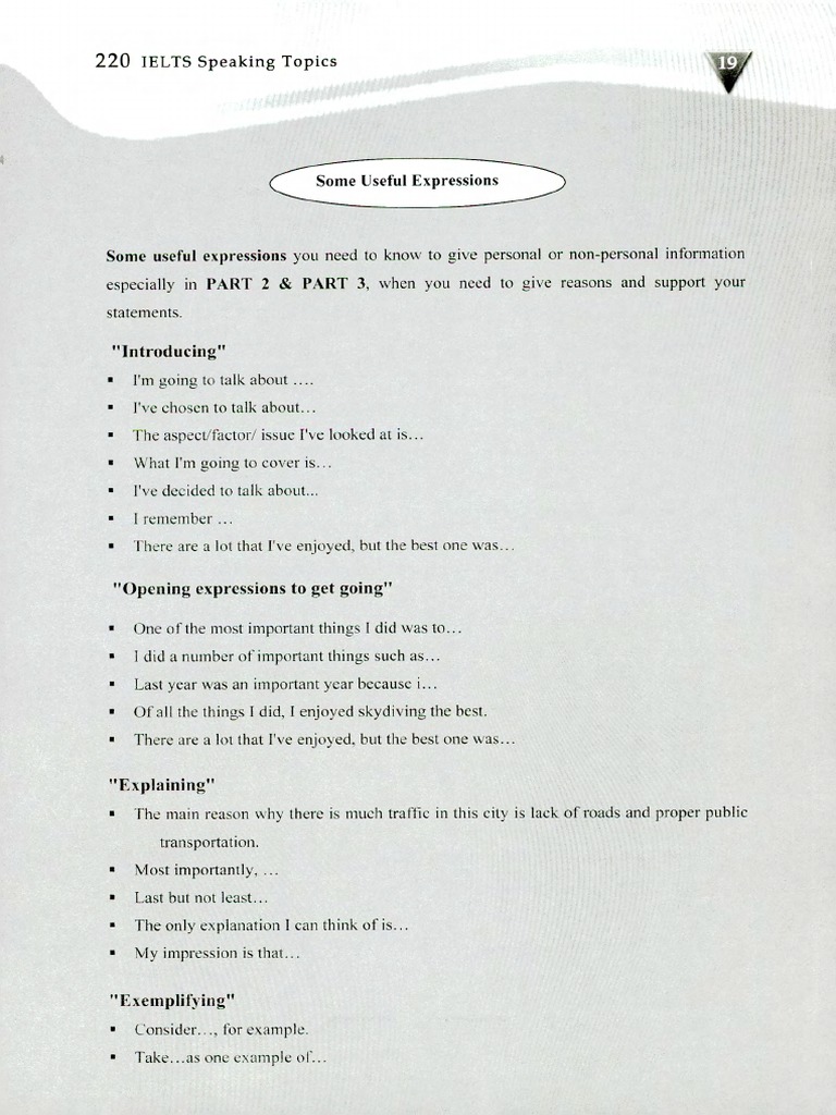 Useful Expressions For Ielts Speaking p2 | Download Free PDF | Reason | Cognition