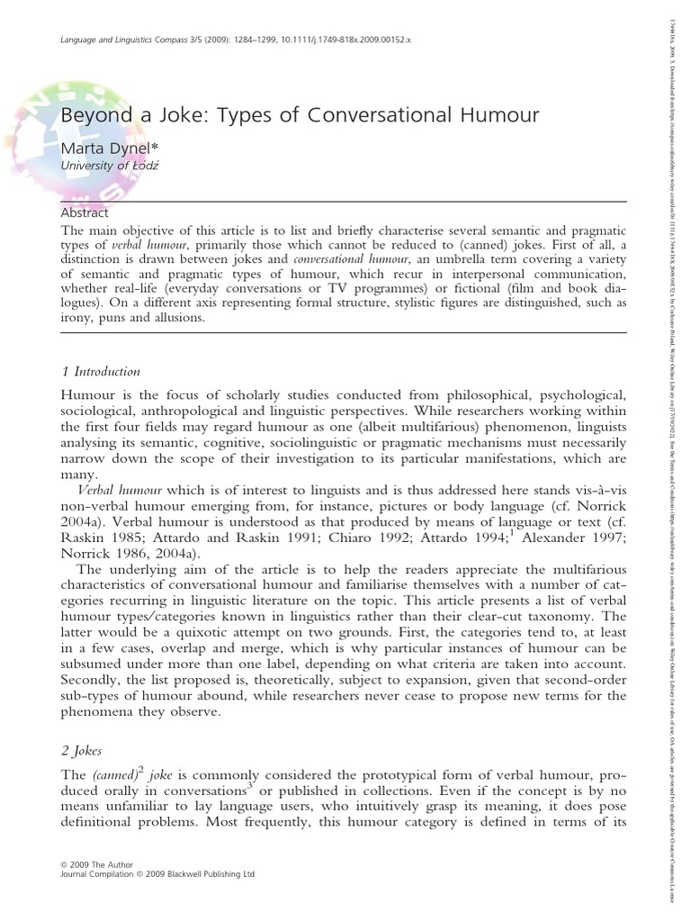 Language and Linguist Compass - 2009 - Dynel - Beyond A Joke Types of ...