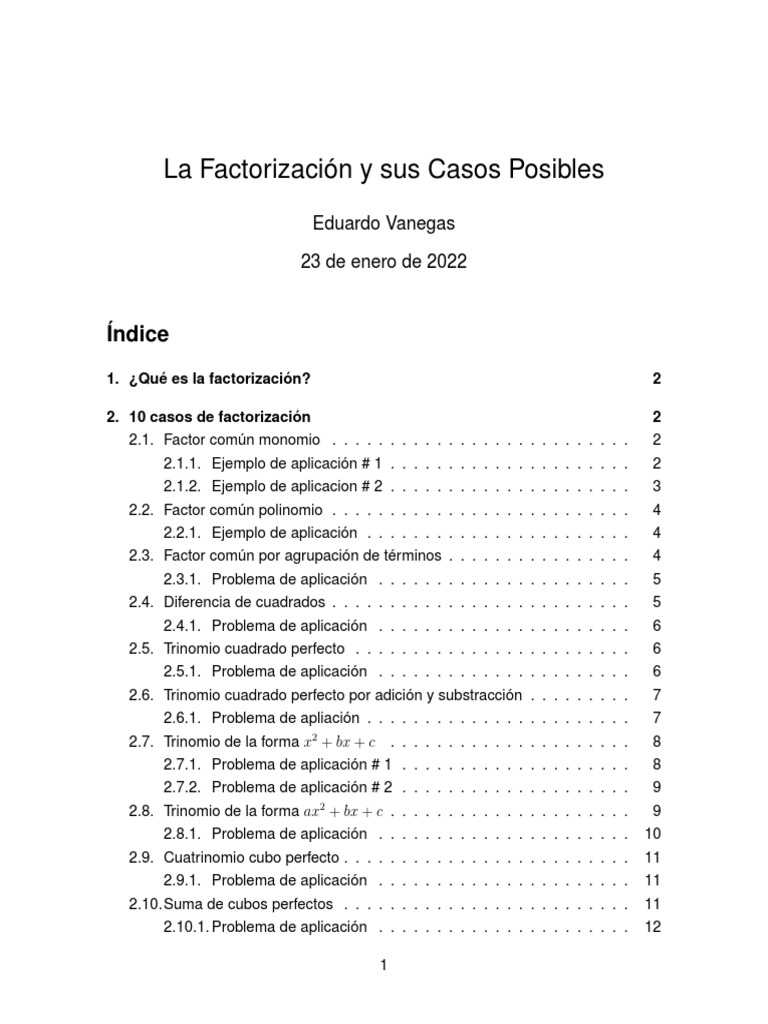 Casos de Factorización | PDF | Factorización | Matemáticas discretas