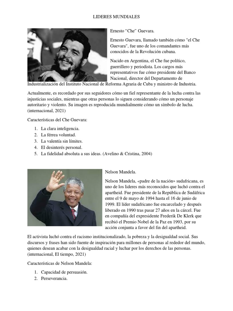 Líderes Mundiales: Che, Mandela y Gandhi | PDF | Mahatma Gandhi ...