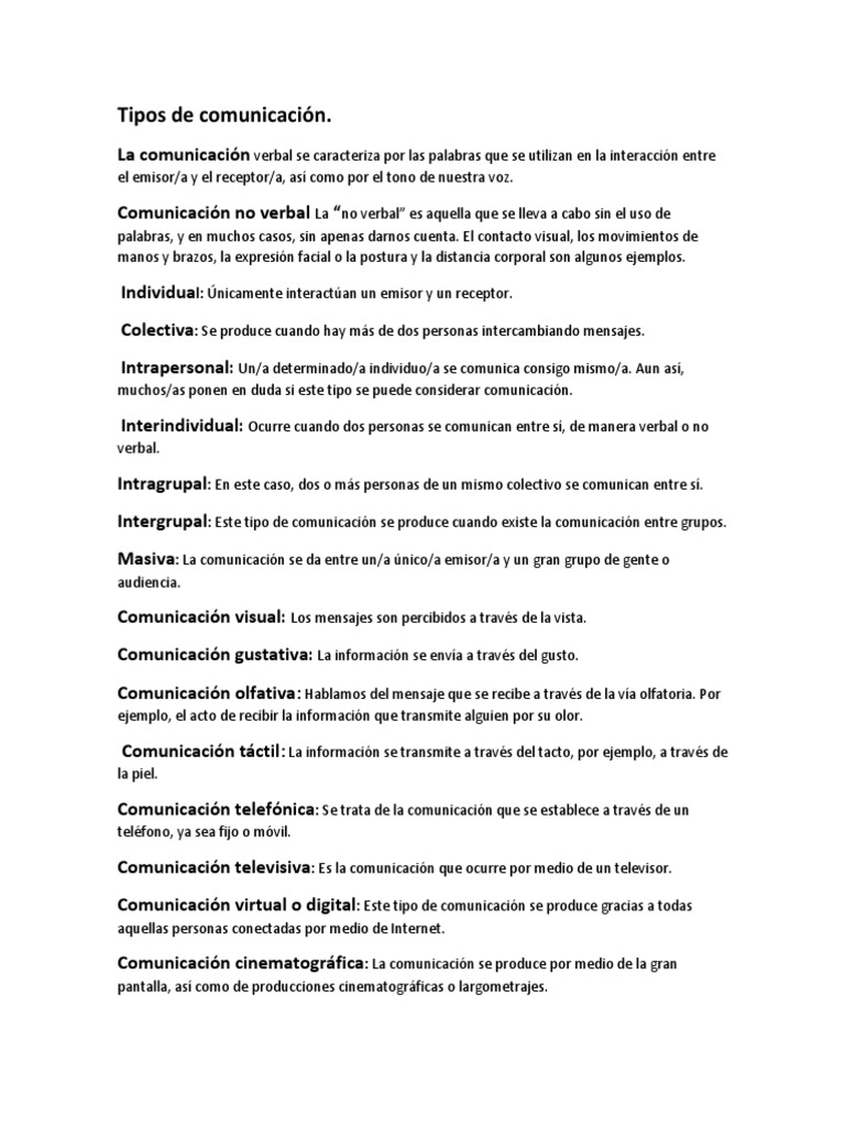 Tipos de Comunicacion | PDF