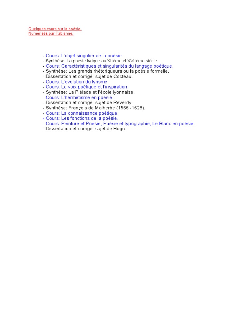 Cours et analyses sur la poésie | PDF | Poésie | Dieu
