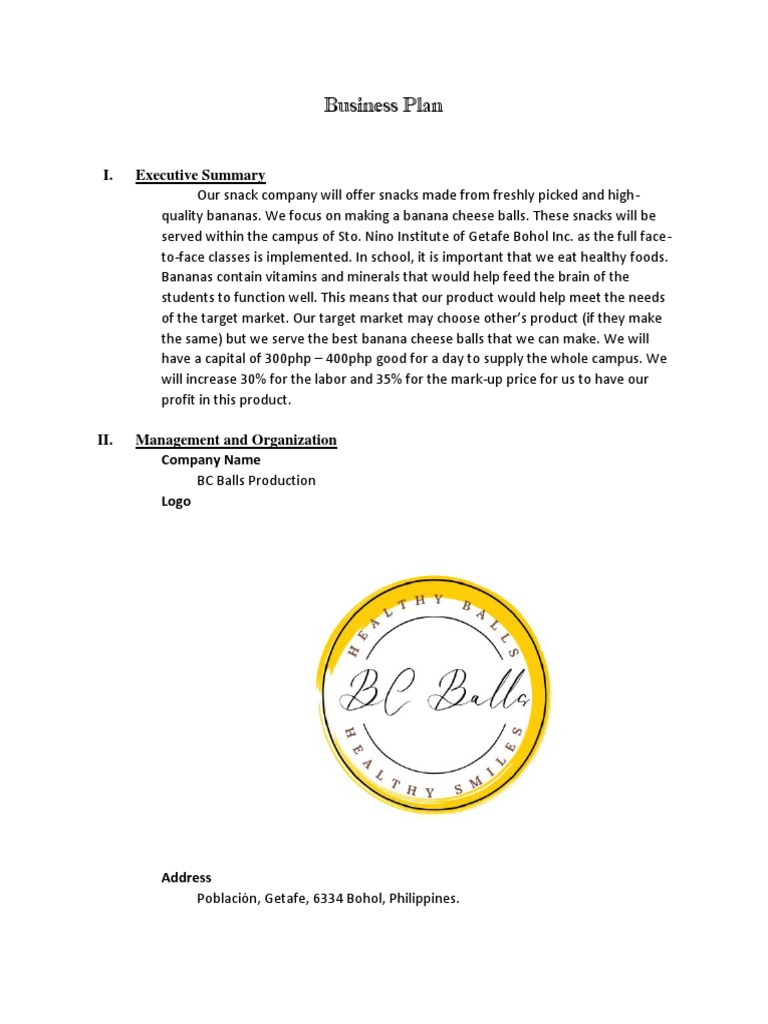 GRADE 12business Plan | PDF | Banana | Business