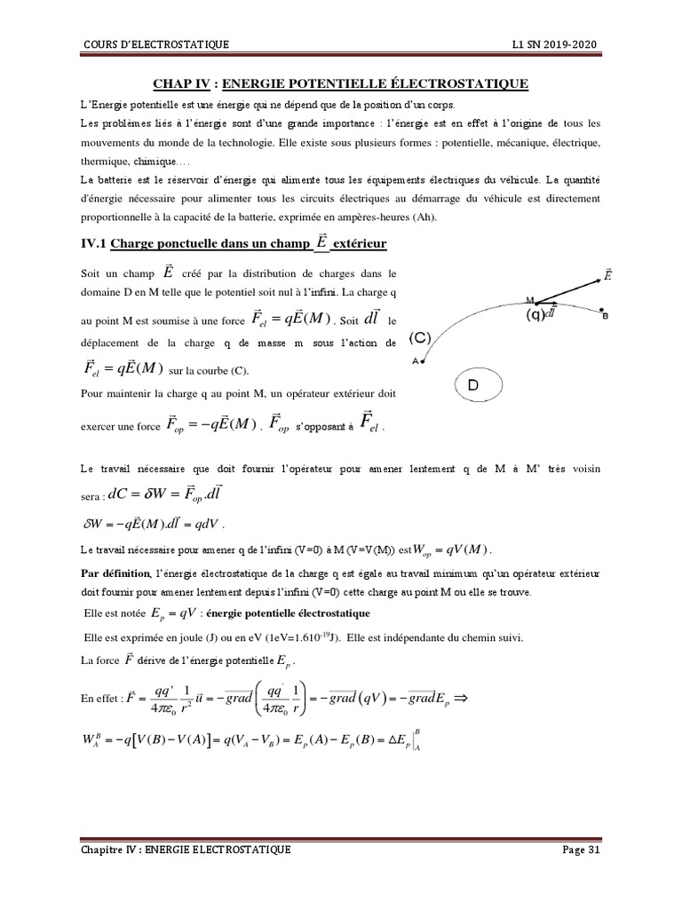 04 chapIV SN1 2020 | PDF | Électrostatique | Électricité