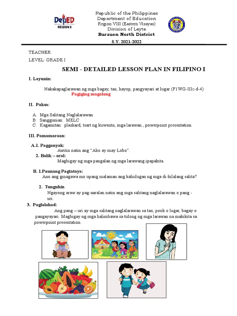 Cot Filipino Lesson Plan | PDF