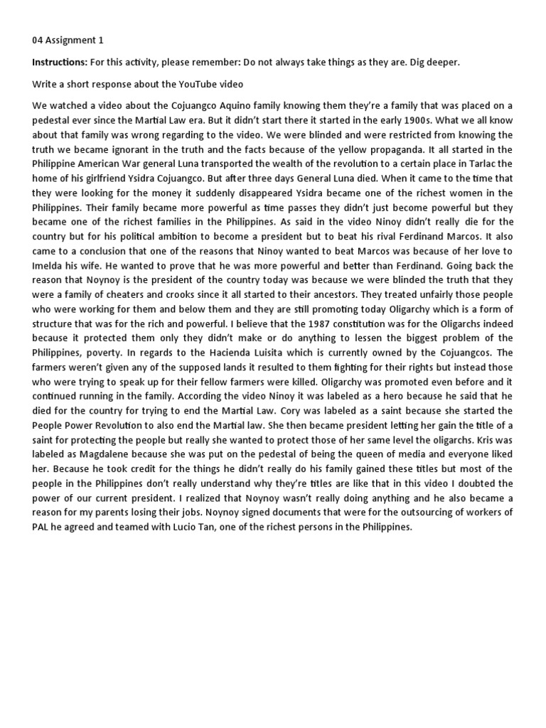 04 Assignment 1 (RPH) | PDF | Philippines