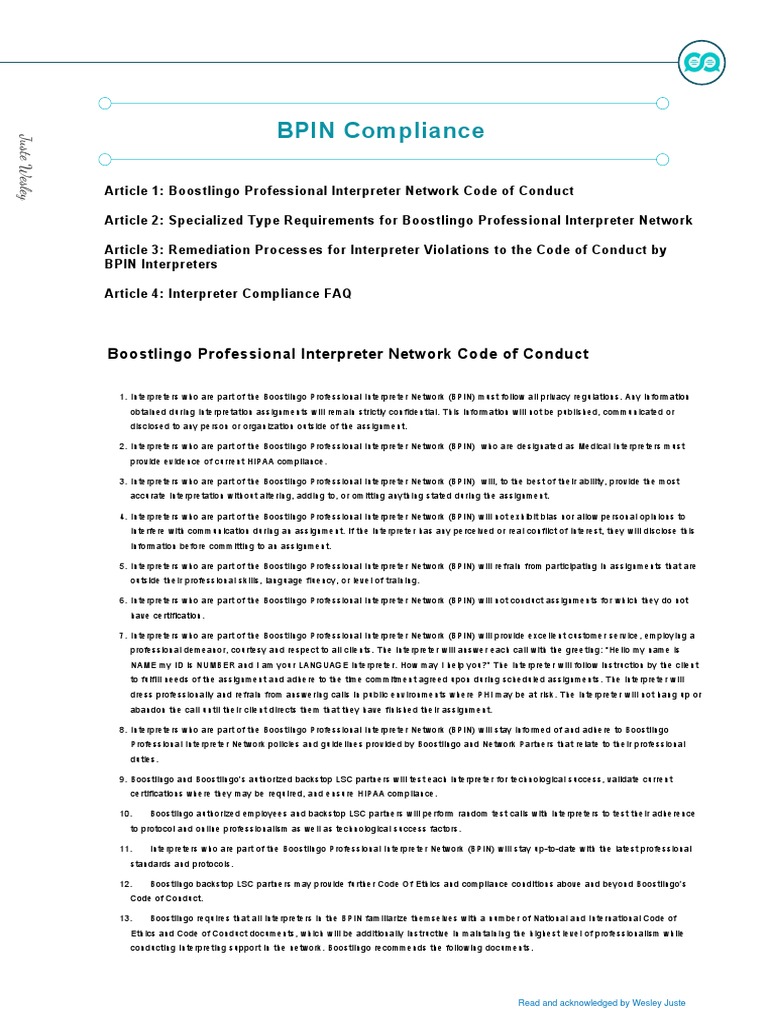 BPIN Compliance | PDF | Language Interpretation | Lawyer