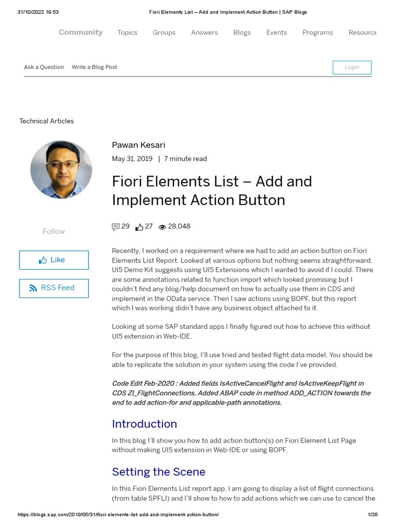Fiori Elements List - Add and Implement Action Button | PDF | Parameter (Computer Programming ...