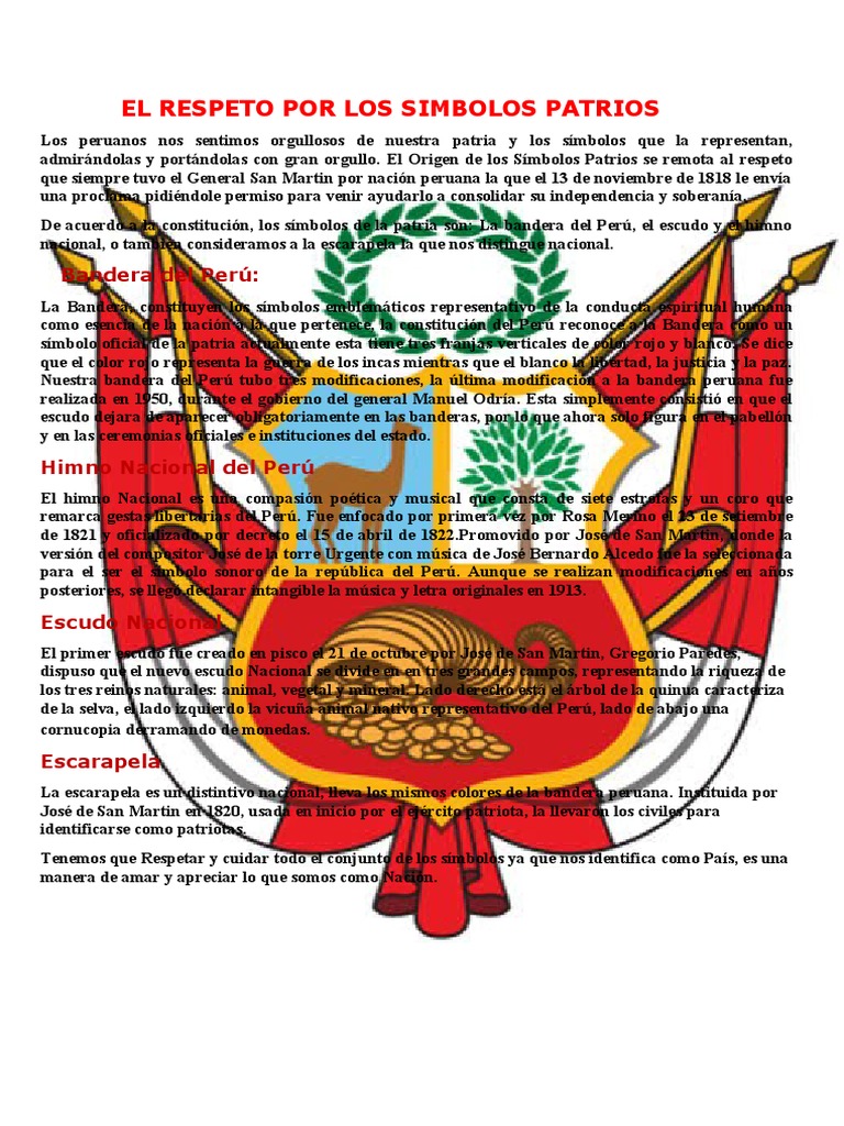 El Respeto Por Los Simbolos Patrios-Dpcc | PDF | Perú | Símbolos nacionales
