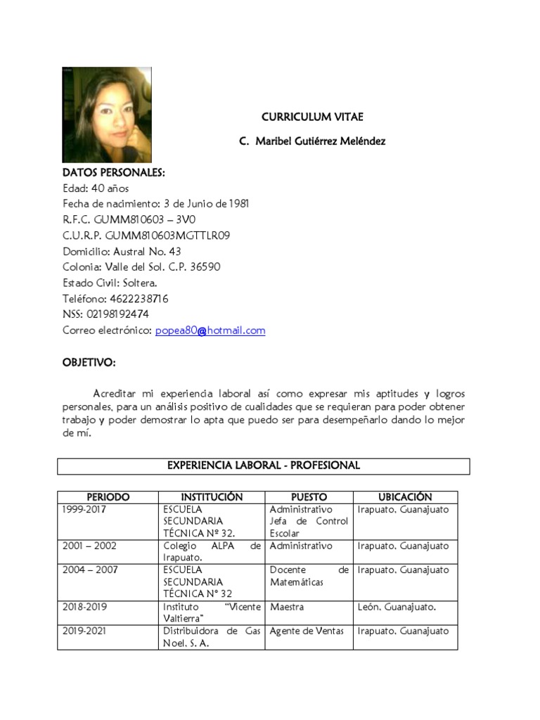CV Maribel Gutierrez | PDF