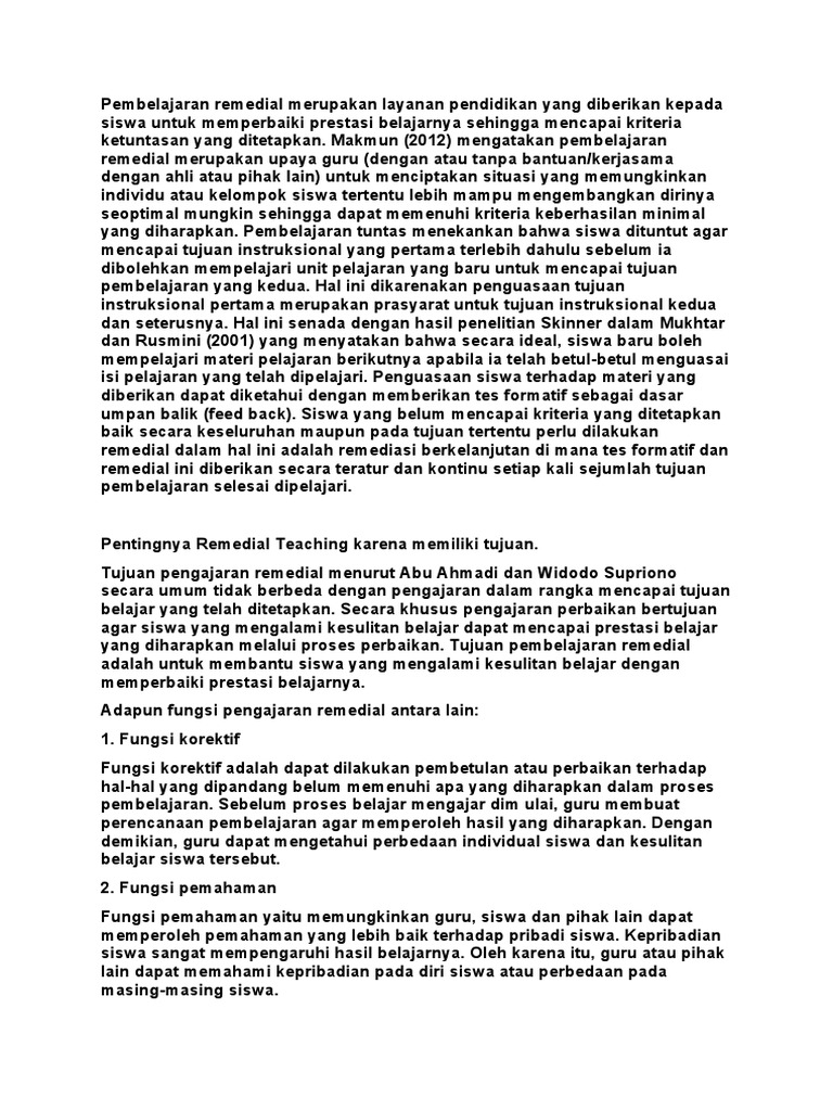 Pentingnya Remedial Teaching | PDF