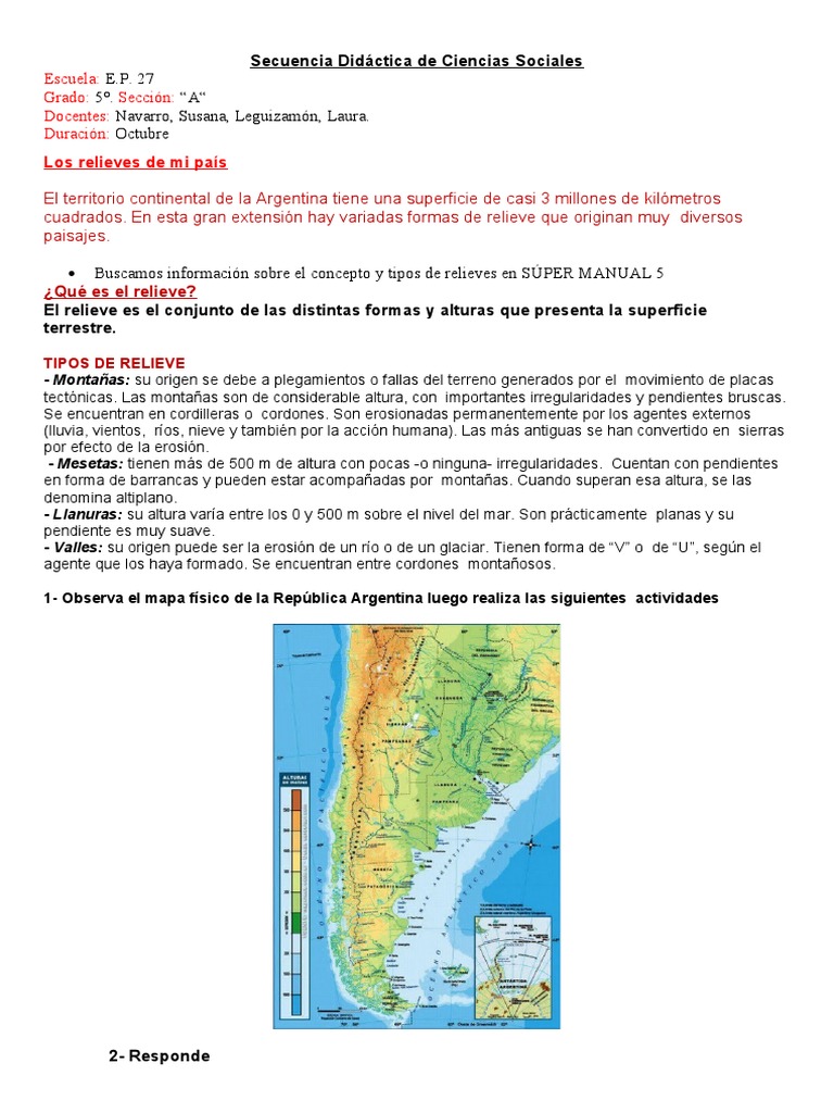 Secuencia Didáctica de Ciencias Sociales RELIEVE | PDF