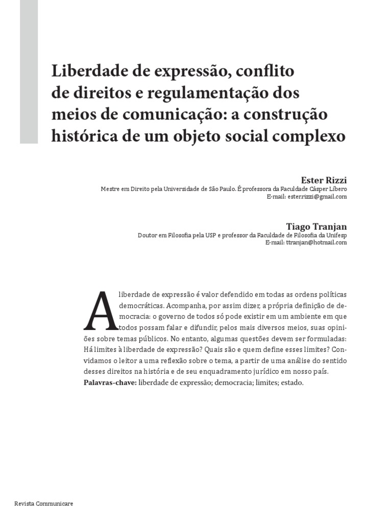 Limites da Liberdade de Expressão | PDF | Liberdade de expressão ...