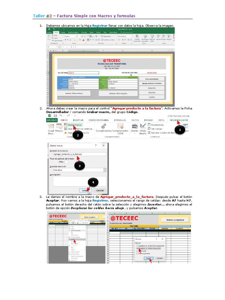Taller 2 Factura Simple Con Macros y Formulas 2021 | PDF | Macro (informática) | Hoja de cálculo
