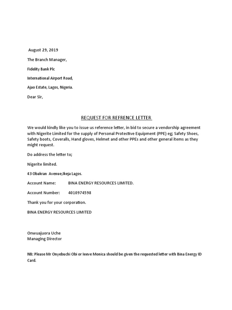 Fidelity Bank Letter | PDF | Business