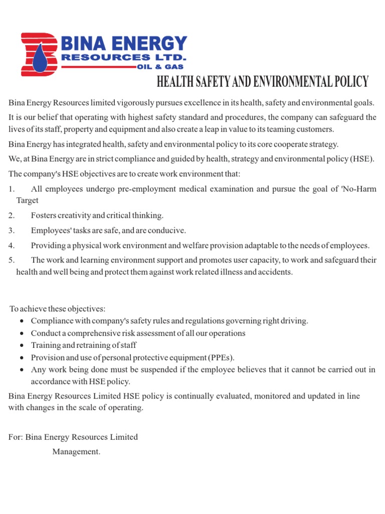 HSE Policy | PDF