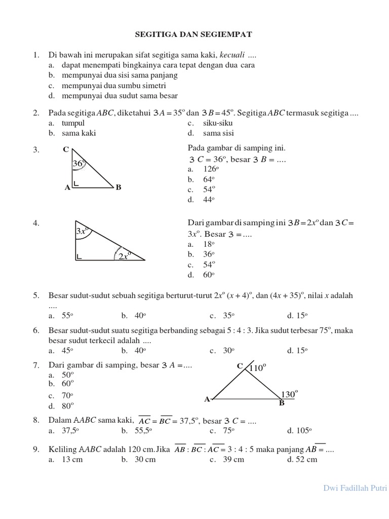 Tugas 1 (Segitiga Dan Segiempat) | PDF
