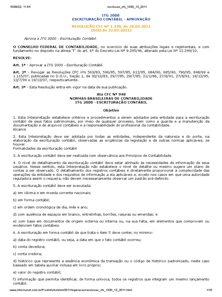 Resolucao CFC 1330 13 2011 | PDF | Contabilidade | Relatório anual