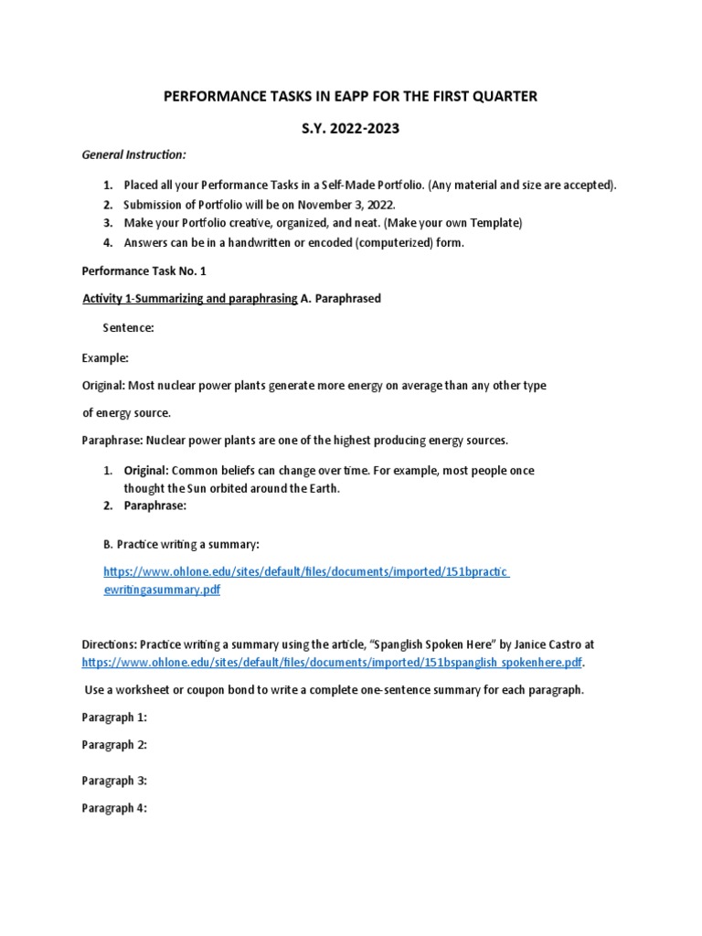 Eapp First Quarter Performance Task | PDF | Cognitive Science | Cognition