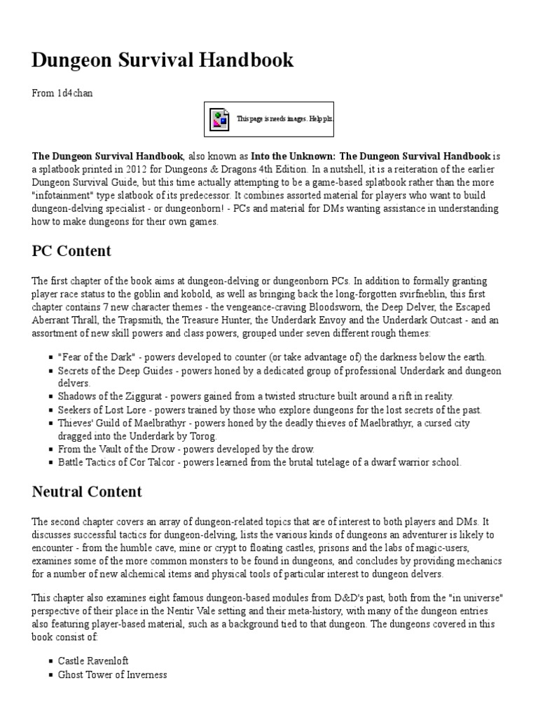Dungeon Survival Handbook - 1d4chan | PDF | Dungeons & Dragons ...
