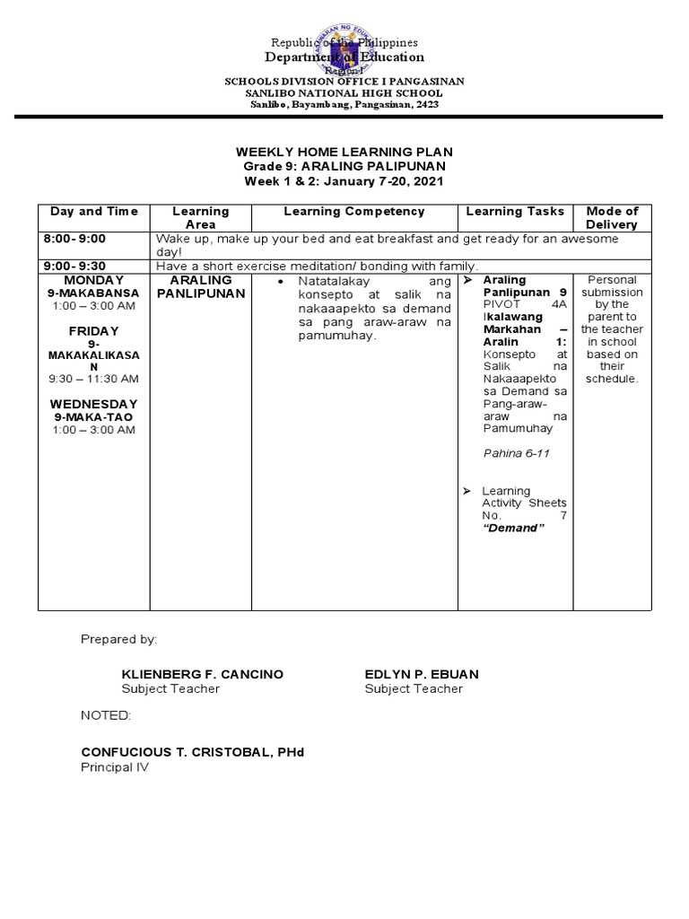 Quarter 2 WHLP Ap 9 | PDF | Philippines