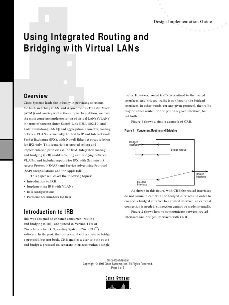 Using Integrated Routing and Bridging With Virtual Lans: Design ...