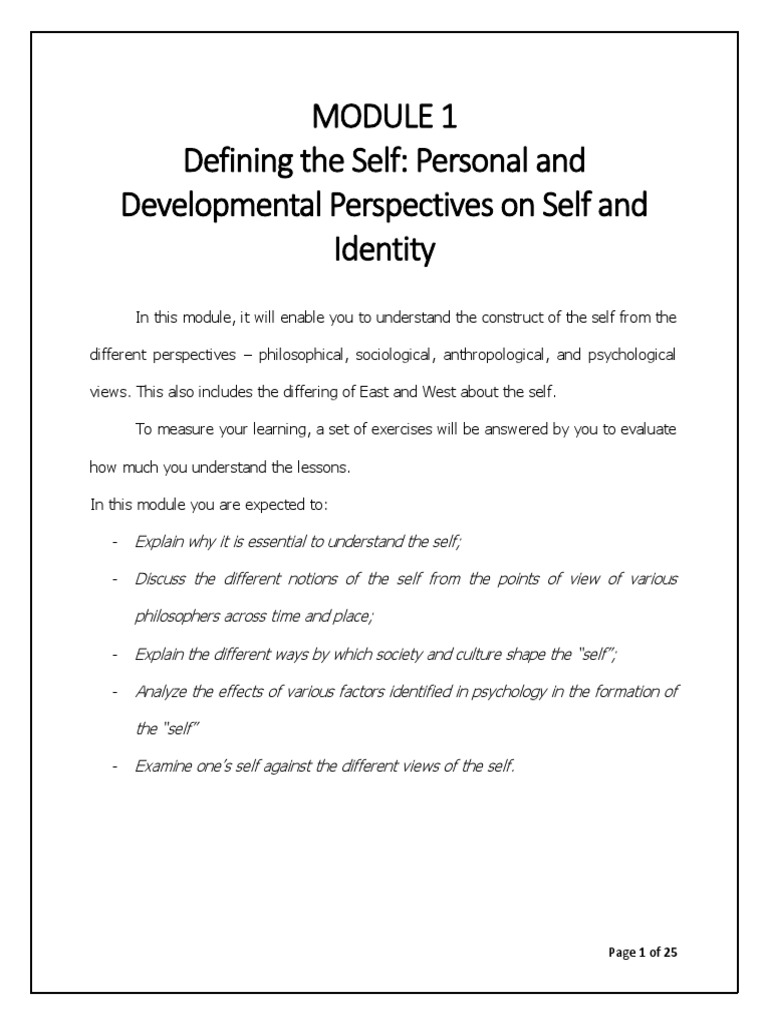 1 - Understanding The Self - Module 1.1 | PDF | Soul | Mind 1 - Understanding The Self - Module 1.1 | PDF | Soul | Mind