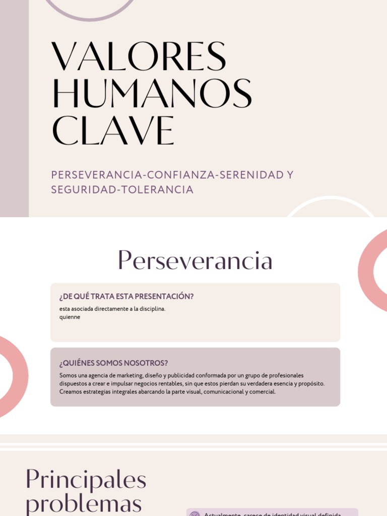 Valores Humanos Clave: Perseverancia-Confianza-Serenidad Y Seguridad-Tolerancia | PDF ...