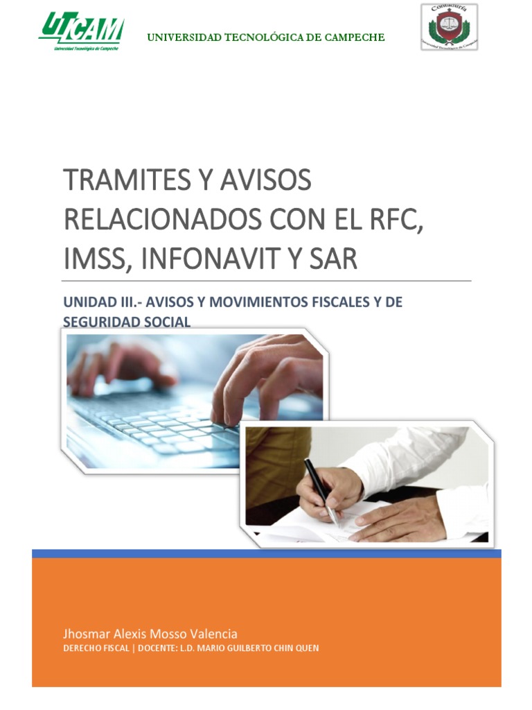 Tramites y Avisos Relacionados Con El RFC, IMSS, InFONAVIT y SAR. | PDF ...