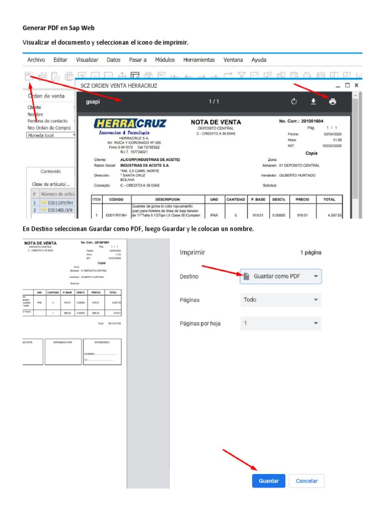 Generar PDF en SAP Web | PDF