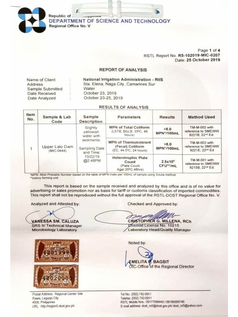 Soil and Water Laboratory Test (DOST) | PDF
