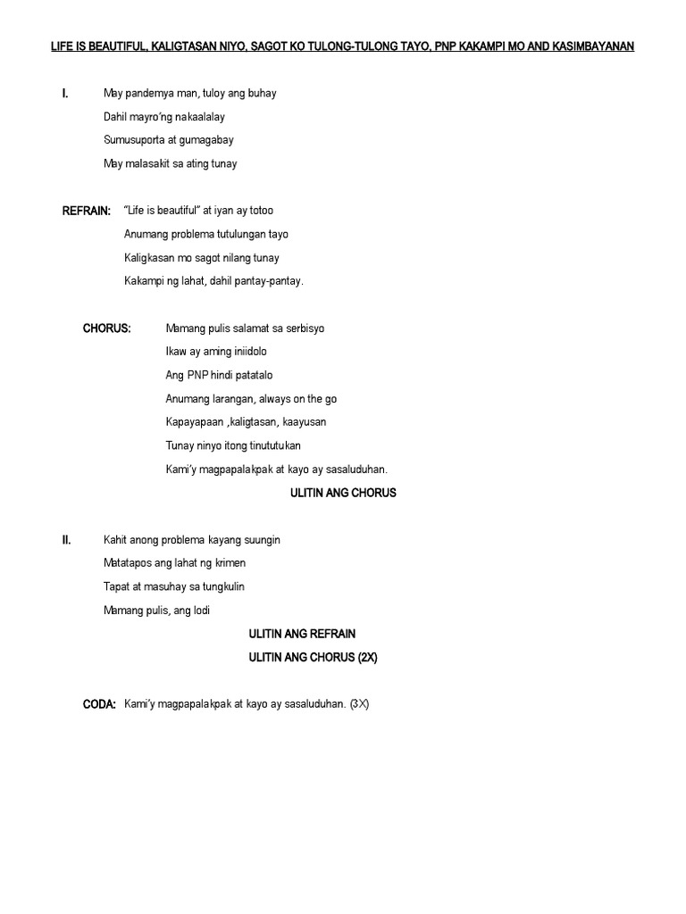 Life Is Beautiful, Kaligtasan Niyo, Sagot Ko Tulong-Tulong Tayo, PNP ...