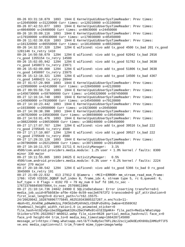 System Error Logs: CPU, WiFi, Media Issues | PDF | Computer Science | Computer Engineering