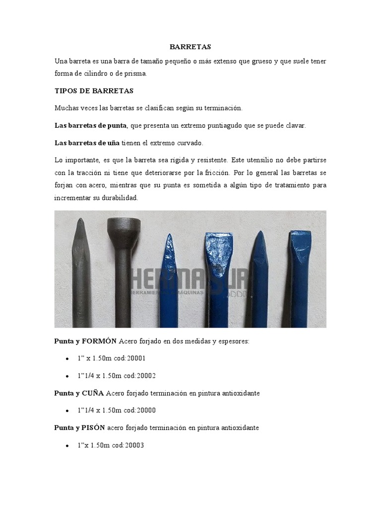 Tipos y características de barretas | PDF | Hogar, jardinería y bricolaje