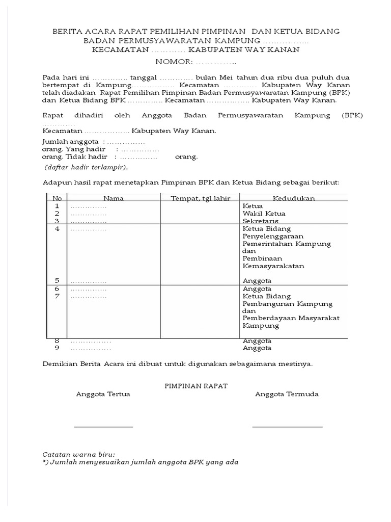 Hanya Contoh Ba Dan Pengesahan BPK | PDF