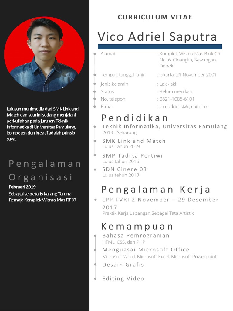 CV Vico Adriel Saputra | PDF