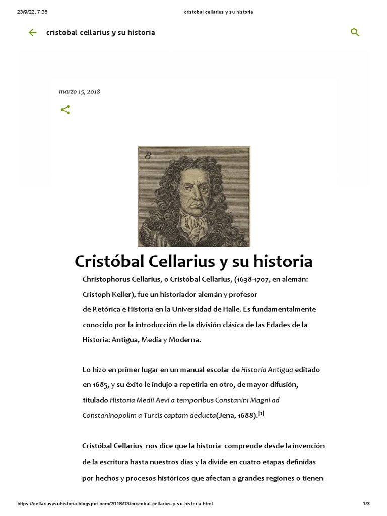 Cristóbal Cellarius y su legado histórico | PDF | Edades medias