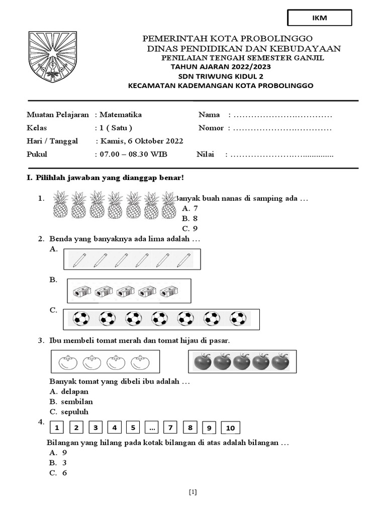 Soal Matematika Ikm | PDF
