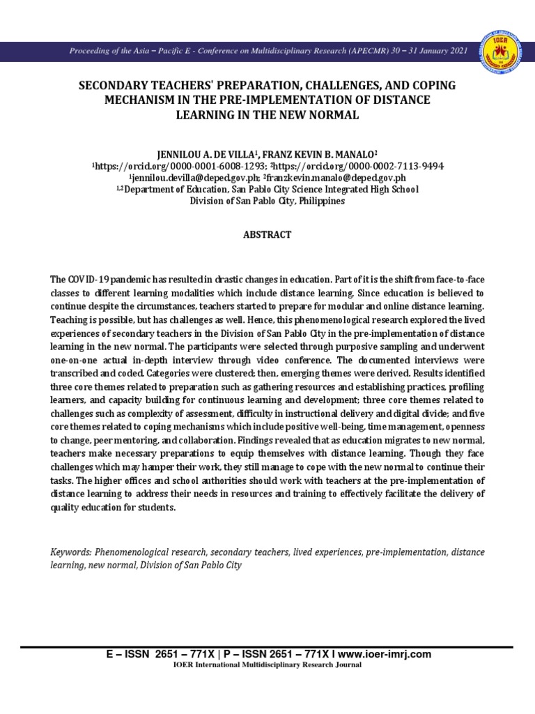 12 Secondary Teachers Preparation Challenges and Coping Mechanism in The Pre Implementation of ...