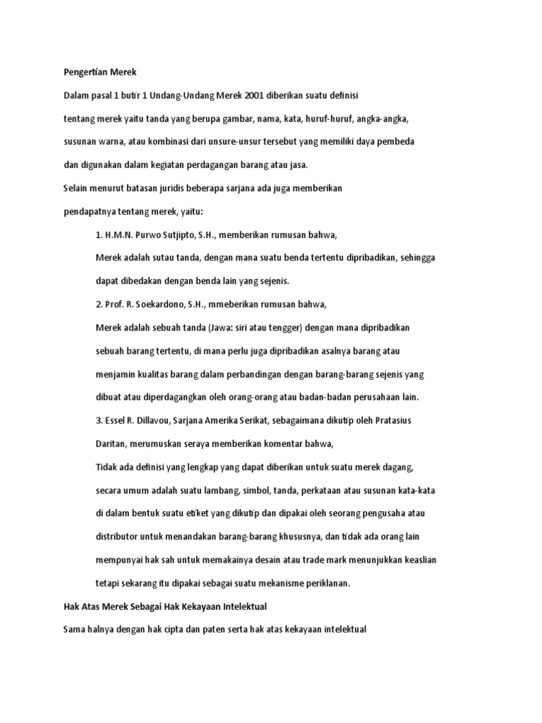 Pengertian dan Jenis Merek | PDF | Pengelolaan Keuangan & Uang | Hukum