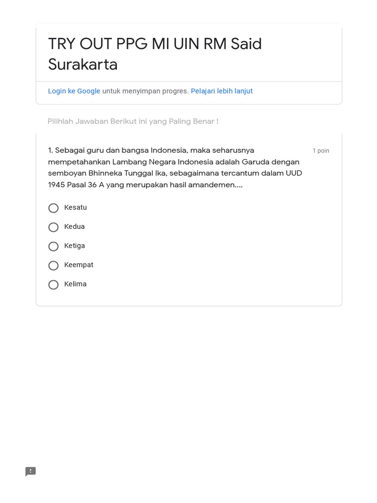 Try Out PPG MI UIN RM Said Surakarta | PDF | Kesehatan Holistik