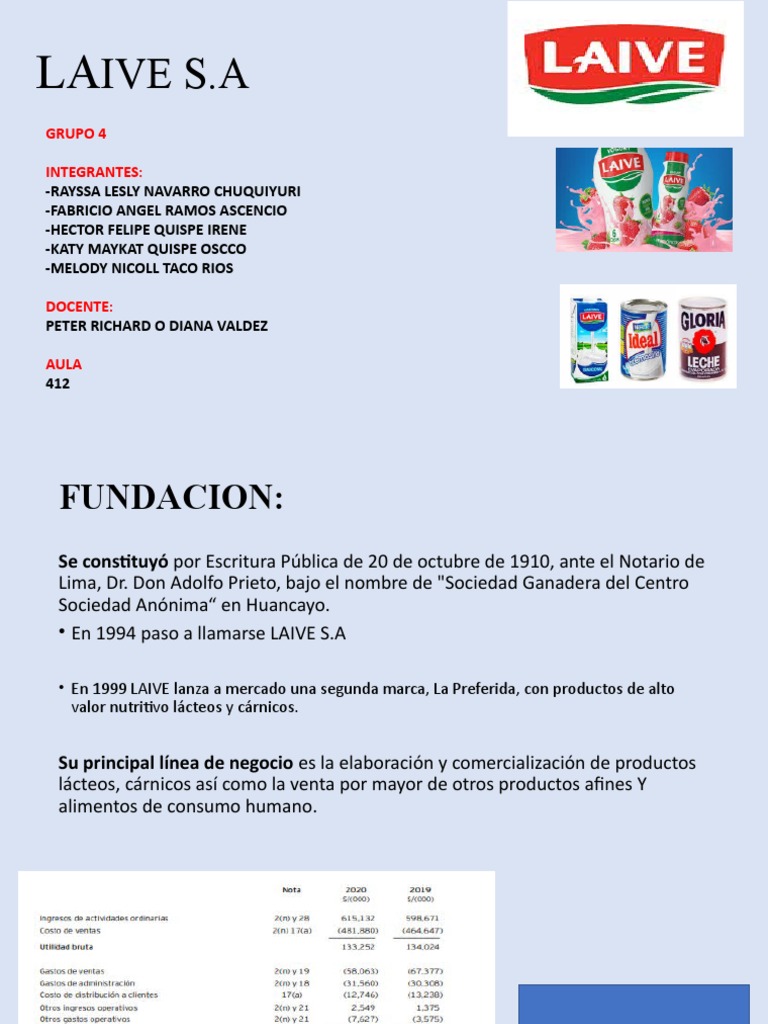 Laive | Descargar gratis PDF | Estado financiero | Estado de resultados