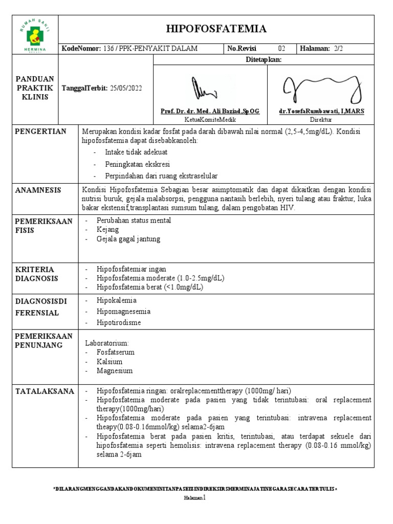 Hipofosfatemia (Rev.2022) | PDF
