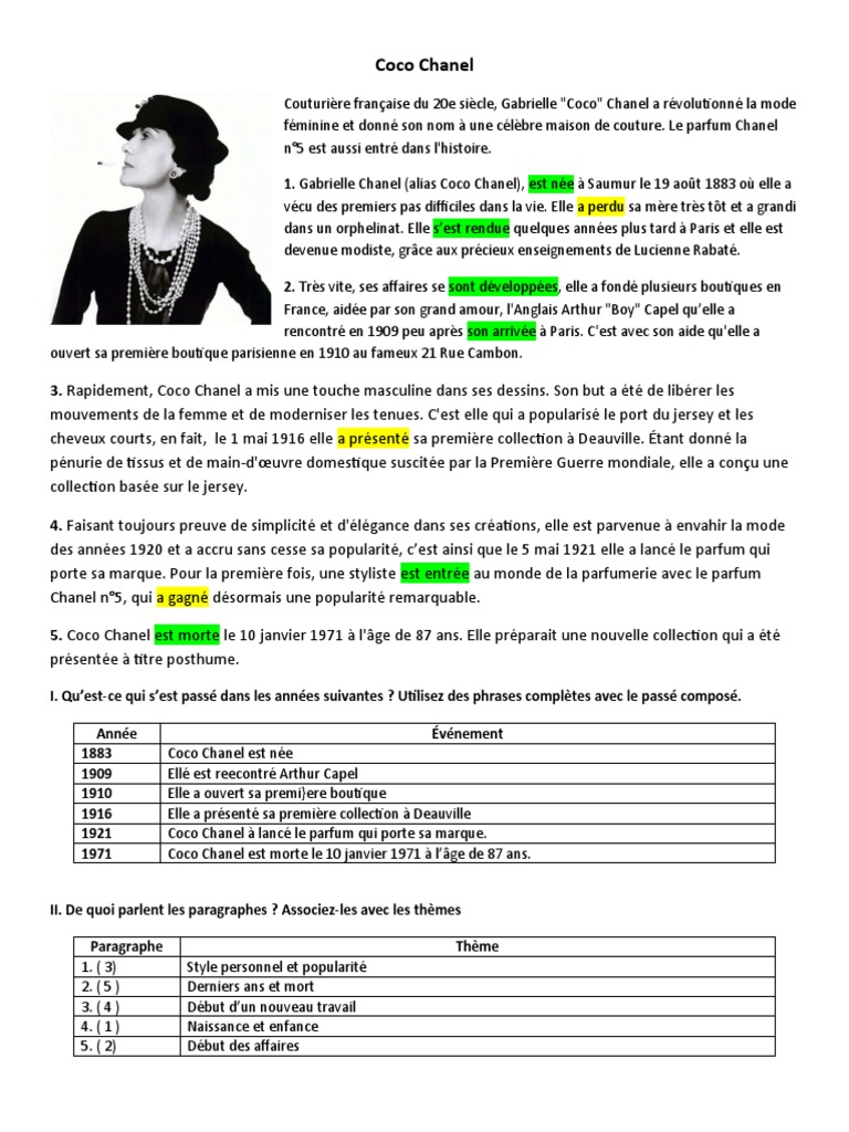Biographie de Coco Chanel | PDF | Mode