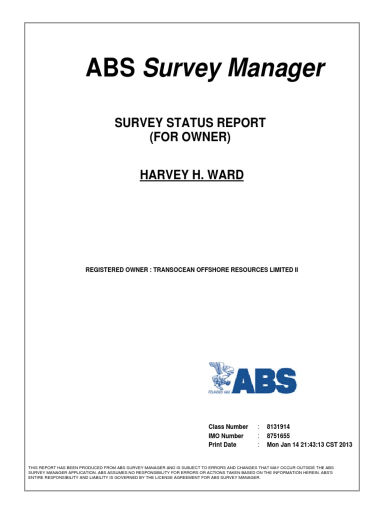 HHW - ABS Report Jan 2013 | PDF | Tonnage | Watercraft